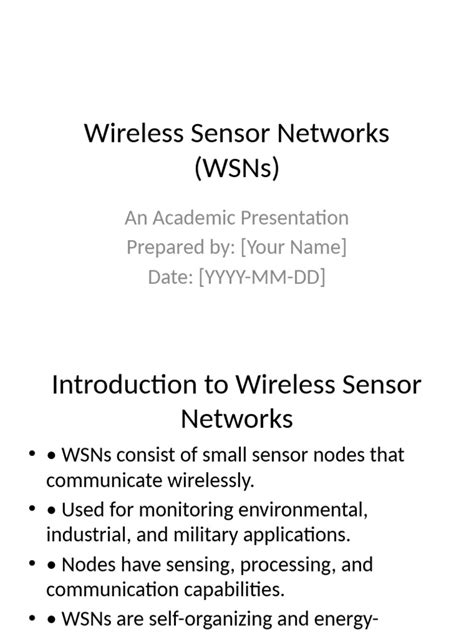 Wireless Sensor Networks Presentation 1 Pdf Wireless Sensor Network Computer Network