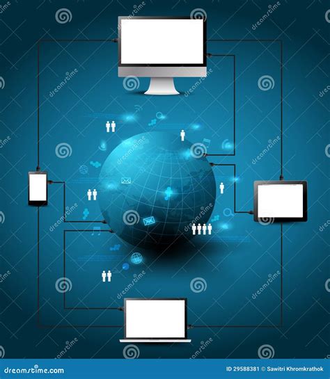 Vector Technology Computer Network Process Diagram