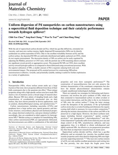Pdf Uniform Dispersion Of Pd Nanoparticles On Carbon Nanostructures