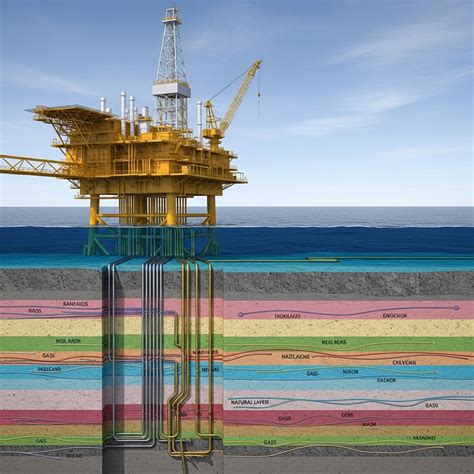 Offshore Oil Platform And Geological Layers Overview Ai Art Generator