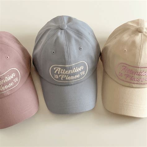 오브 컬러 파스텔 자수 배색 레터링 코튼 볼캡 소두 데일리 모자 4color 에이블리