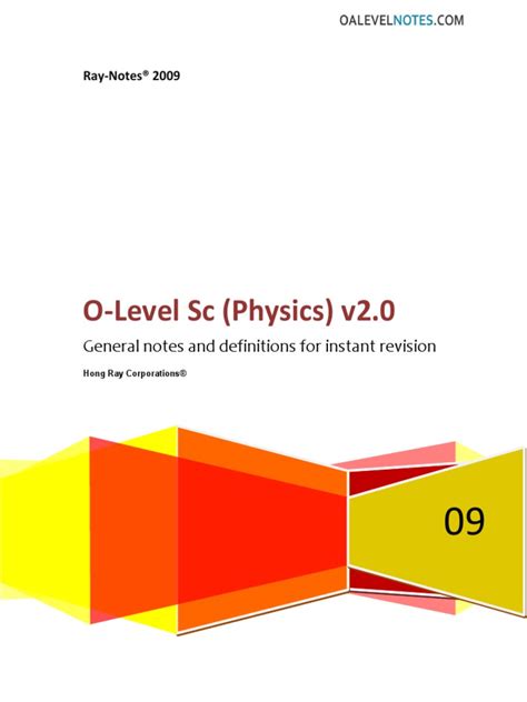 O‐level Sc Physics V20 General Notes And Definitions For Instant