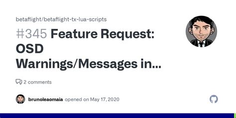Feature Request Osd Warningsmessages In Telemetry Pages With Audio · Issue 345 · Betaflight