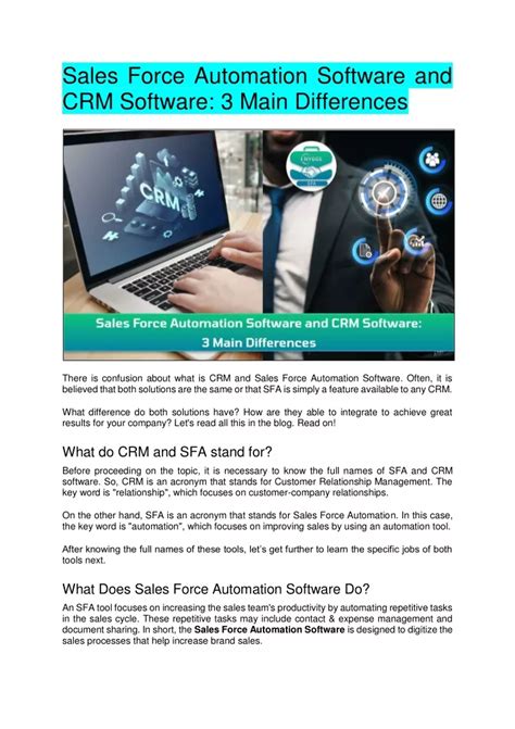 Ppt Sales Force Automation Software And Crm Software 3 Main