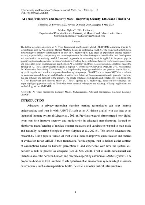 Pdf Ai Trust Framework And Maturity Model Improving Security Ethics And Trust In Ai