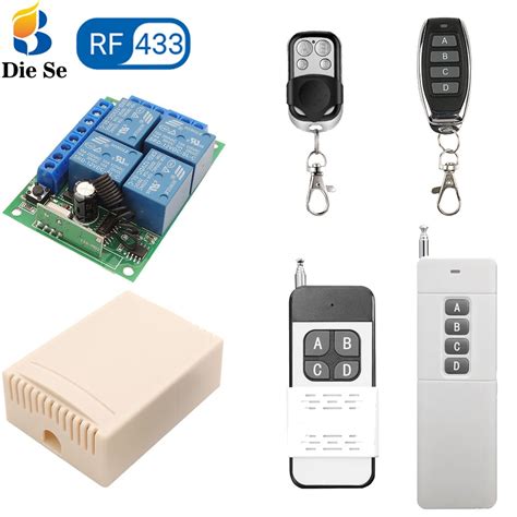 433mhz Dc 12v 4ch Remote Control Switch 10a Receiver Module For Light Garage Motor Diy Shopee