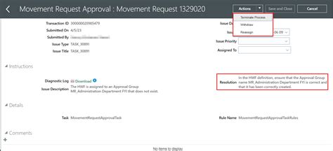 how can we recover movement request from transaction console which is