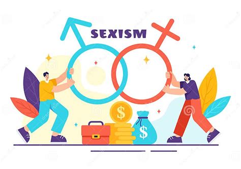 Sexism Vector Illustration Showing Gender Inequality Between Men And