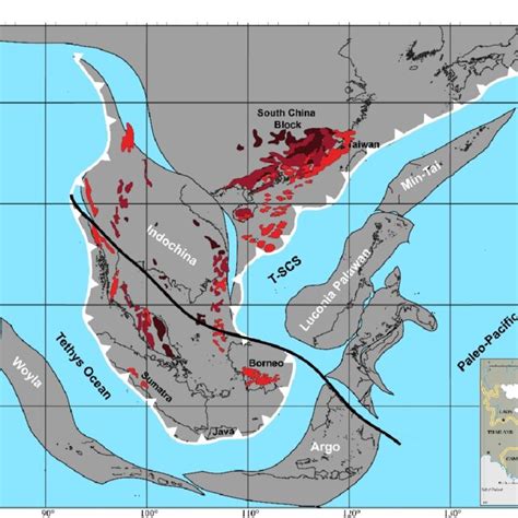 Main Blocks Reconstruction Of Sea By The Middle Of Cretaceous Showing Download Scientific