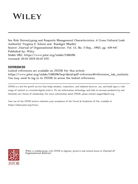 Sex Role Stereotyping And Requisite Management Characteristics A Cross