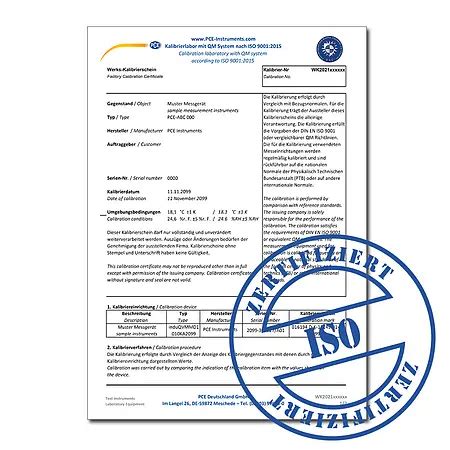 ISO Calibration Certificate For Lux Meters PCE Instruments