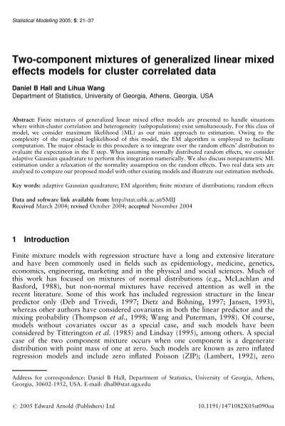 Two Component Mixtures Of Generalized Linear Mixed Effects Models