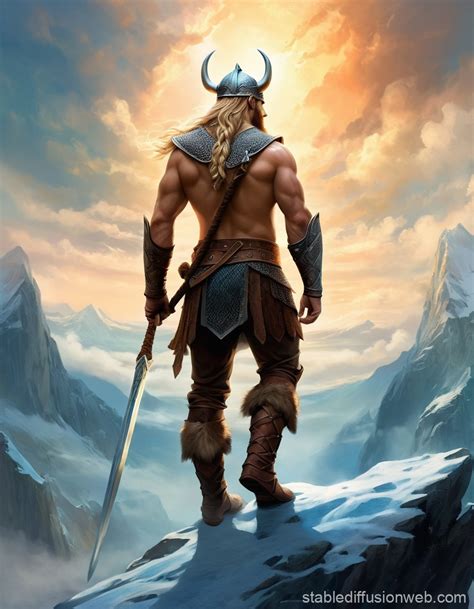 Viking Warrior Scaling A Rope Stable Diffusion Online