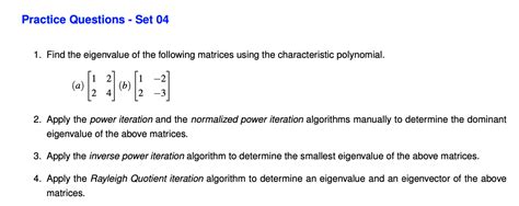 Solved Practice Questions Set 04 1 Find The Eigenvalue Of