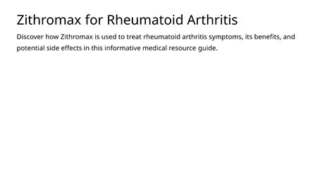 Zithromax For Rheumatoid Arthritis Meds Is