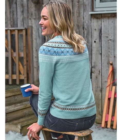 Turq Multi Hübscher Pullover Mit Fair Isle Passe Woolovers De