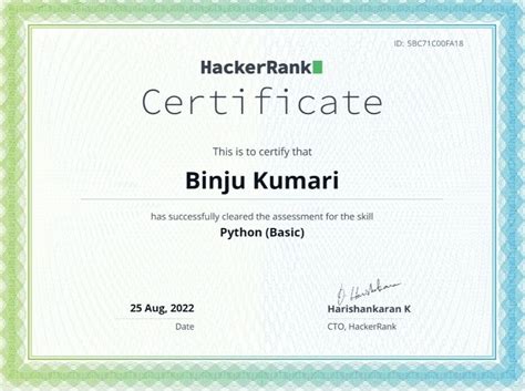 Binju Kumari On Linkedin Thankyou Hackerrank Python