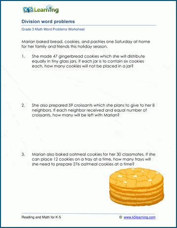 3rd Grade Math Worksheets Division Word Problems Multiplication And