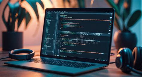 Programming Laptop Screen With Code For Software Development And Web