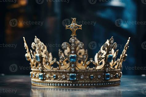 Golden Decorated Queen Crown With Diamonds Expensive Jewelry Magic