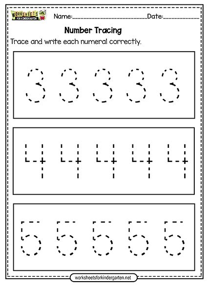 Trace And Write Each Numeral Correctly