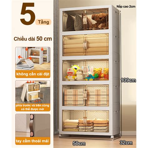 Tủ Nhựa Đựng Đồ tủ đựng đồ đa năng Thùng Nhựa Đựng Đồ tủ nhựa tầng Gấp Gọn Có bánh xe