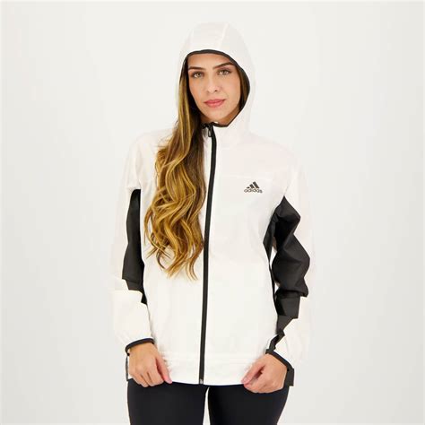 Jaqueta Adidas Corta Vento Logo Feminina Branca Futfanatics