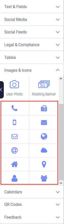 Working With The Icons Signature Element Exclaimer Knowledge Base
