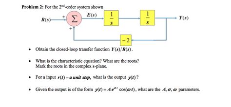 Solved For The 2nd Order System Shown Obtain The