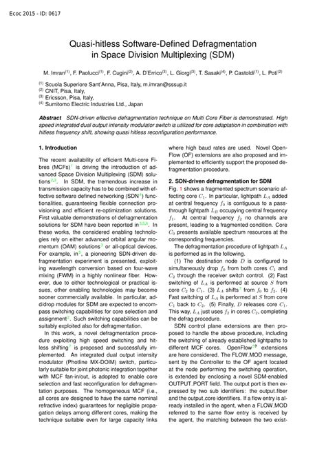 Pdf Quasi Hitless Software Defined Defragmentation In Space Division Multiplexing Sdm