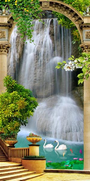 تصویر سه بعدی از تزئینات پس زمینه گل کاغذ دیواری سه بعدی 1641280