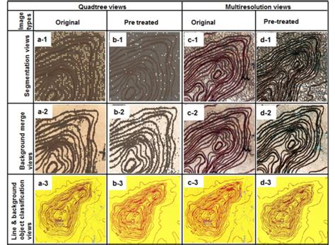 ooa segmentation algorithms on paper map a and b left view columns
