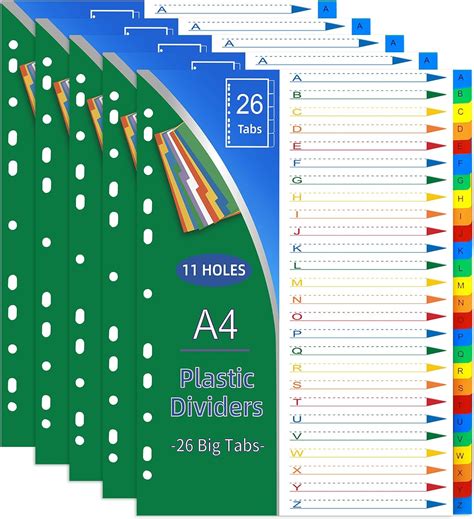 Komstuon 26 Tab A4 Plastic Binder Dividers 3 Sets A Z Letter File Dividers
