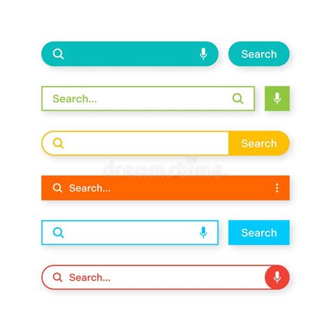 Colorful Search Bar Templates Internet Browser Engine With Search Box Address Bar And Text
