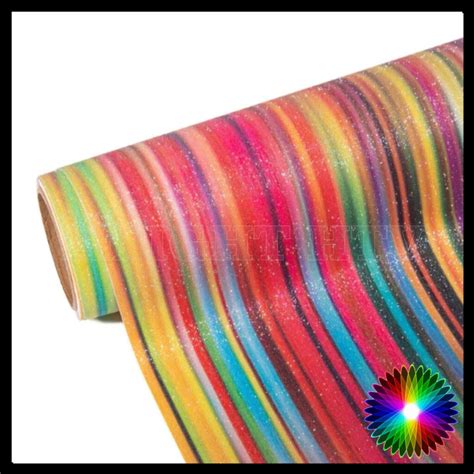 Brushed Glitter Rainbow Vinyl Permanent Vinyl Colour Stripes