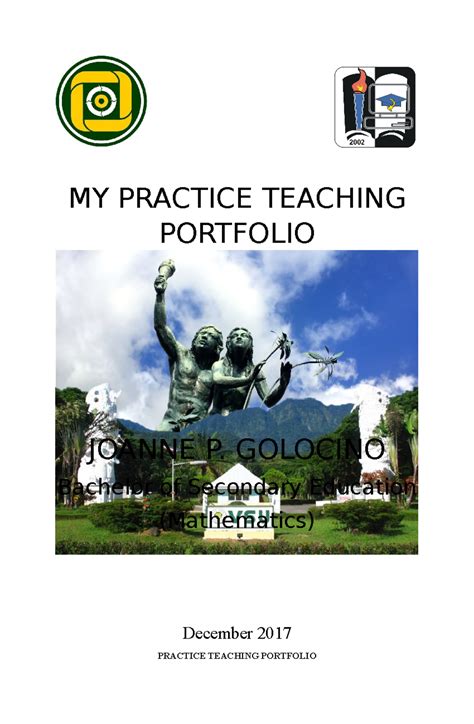 My Practice Teaching Portfolio Docx My Practice Teaching Portfolio Joanne P Golocino Bachelor