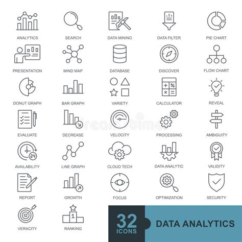 Data Analysis Statistics Analytics Minimal Thin Line Glyph Filled Color Solid Web Icon Set
