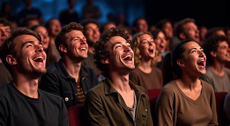 Audience Enjoying A Comedy Show In A Dimly Lit Theater With Laughter