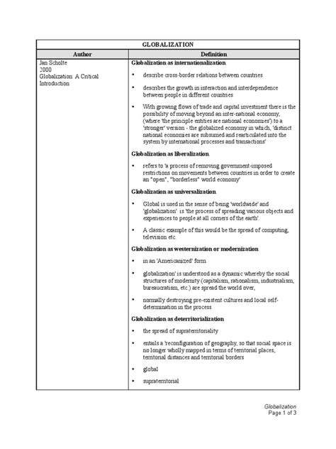 Globalization Matrix Pdf Globalization Modernity