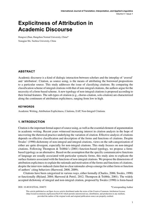 Explicitness Of Attribution In Academic Discourse