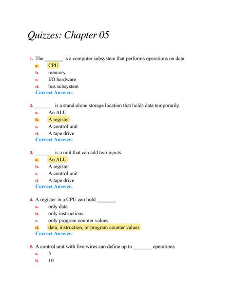 Chap05 Quiz Qqqqqqqqqqqq Quizzes Chapter 05 1 The Is A