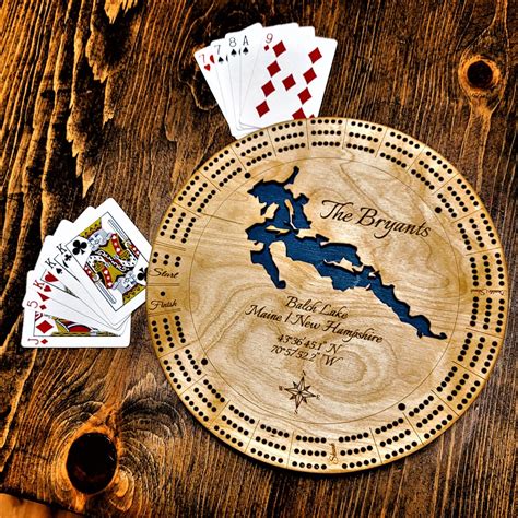 Custom Cribbage Board Laser Cut Lake Game T Personalized Wooden Cribbage Board