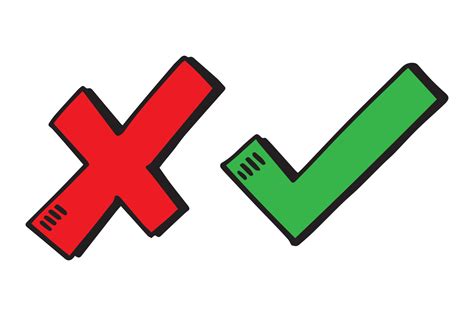 Green Check Mark Icon Red X