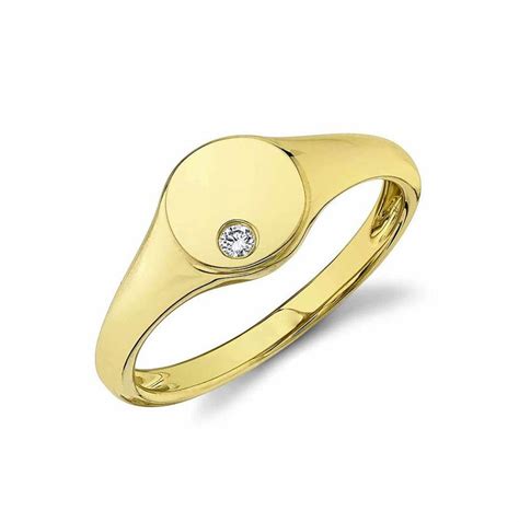 14k Yellow Gold Diamond Signet Ring Certified Natural 003 Ct Statement