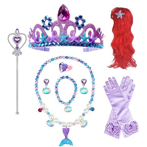 공주 액세서리 인어 생일 파티 드레스 세트 마술 지팡이 왕관 목걸이 장갑 팔찌 키즈 소녀 바다 테마 쥬얼리헤어 액세서리 Aliexpress