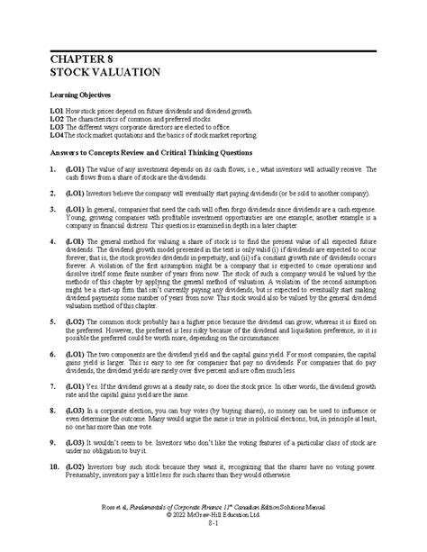 Ross Fcf 11ce Sm Ch08 Summary Business In A Networked Society