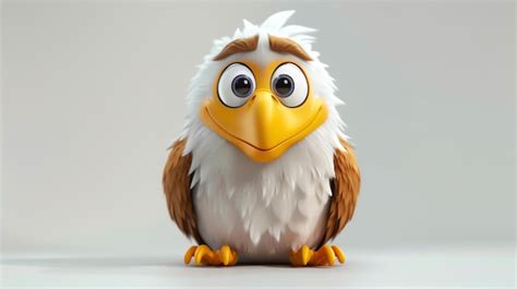 Adorable 3d Eagle Spreading Its Wings Against A Clean White Background