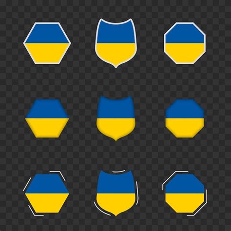 Национальные символы Украины на темном прозрачном фоне векторные флаги Украины Премиум векторы