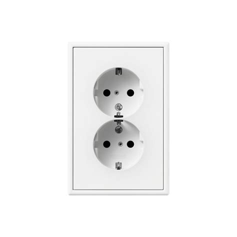 Jung Ls990 Double Socket Outlet Matt White With Safety Contact Europe