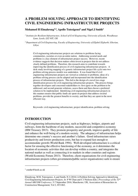 Pdf A Problem Solving Approach To Identifying Civil Engineering Infrastructure Projects
